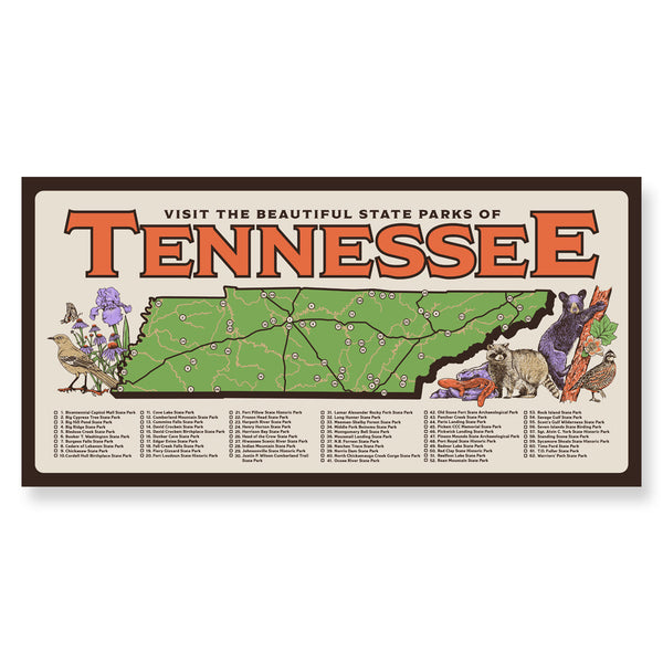 TNSP - 62 Parks Map Print – Tennessee State Parks Online Gift Shop